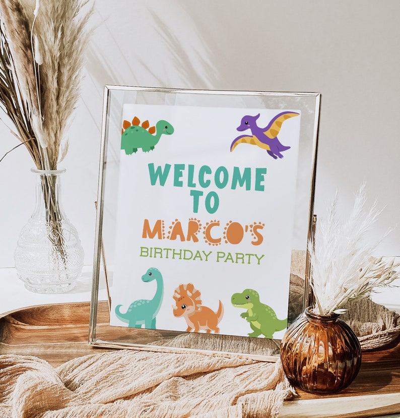 Editable Dinosaur Welcome Sign Dinosaur Birthday Party Table - Etsy