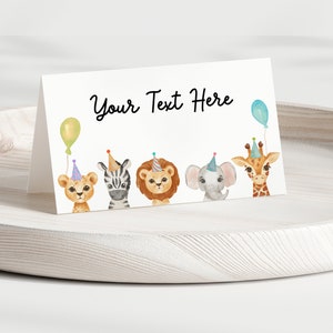 Jungle Safari Animals Place Card Editable Template, Tent Cards Food ...