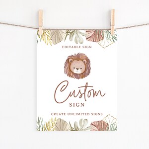 Lion Party Table Sign, Editable Birthday Printable 8x10 Customizable ...