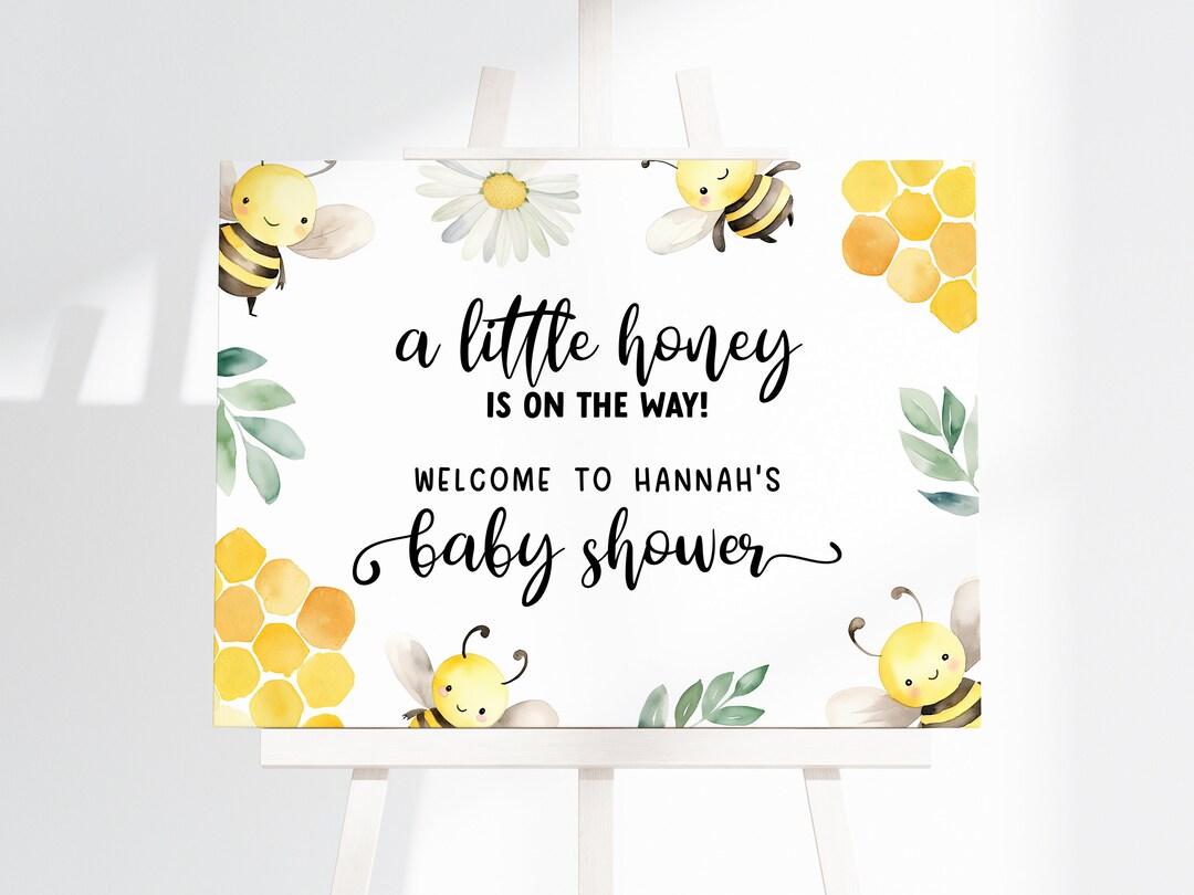 Honey Bee Welcome Sign, Editable Template Printable Instant Download ...
