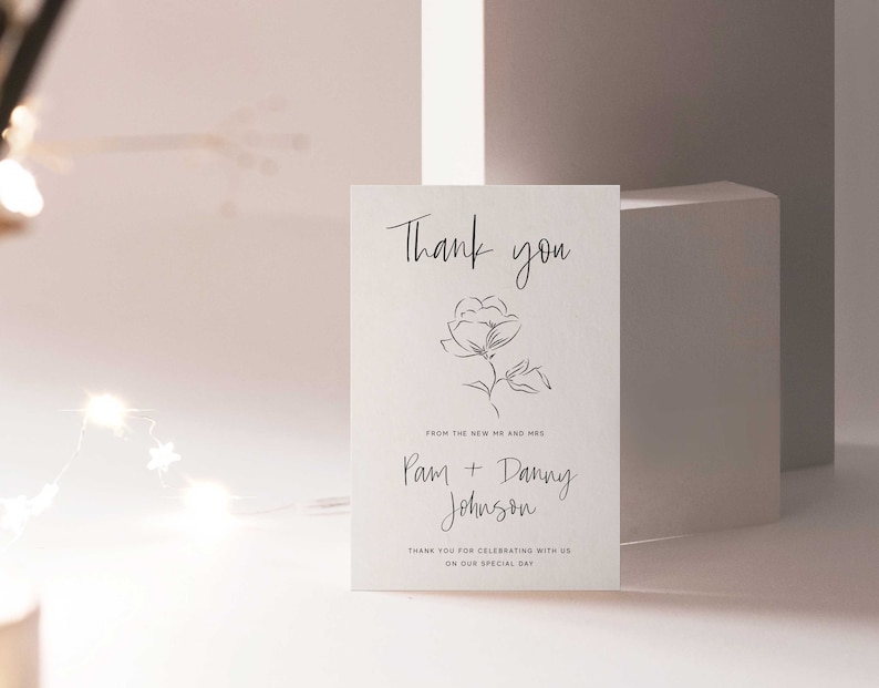Minimalist Thank You Card Template, Printable Thank You Card, Instant ...
