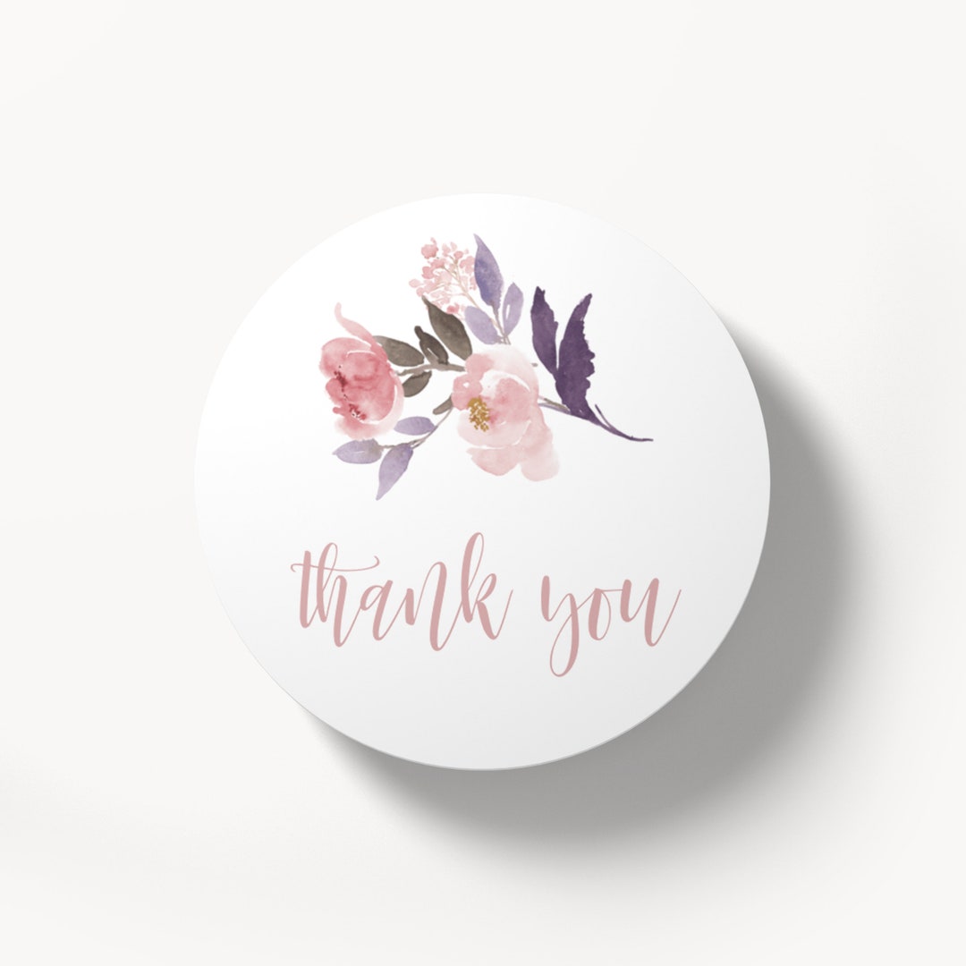 Floral Circle Thank You Tags INSTANT DOWNLOAD Printable Round Favor ...