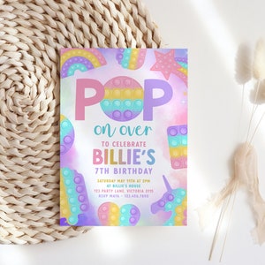 Pop It Birthday Invitation Template, Printable Instant Download Kids ...