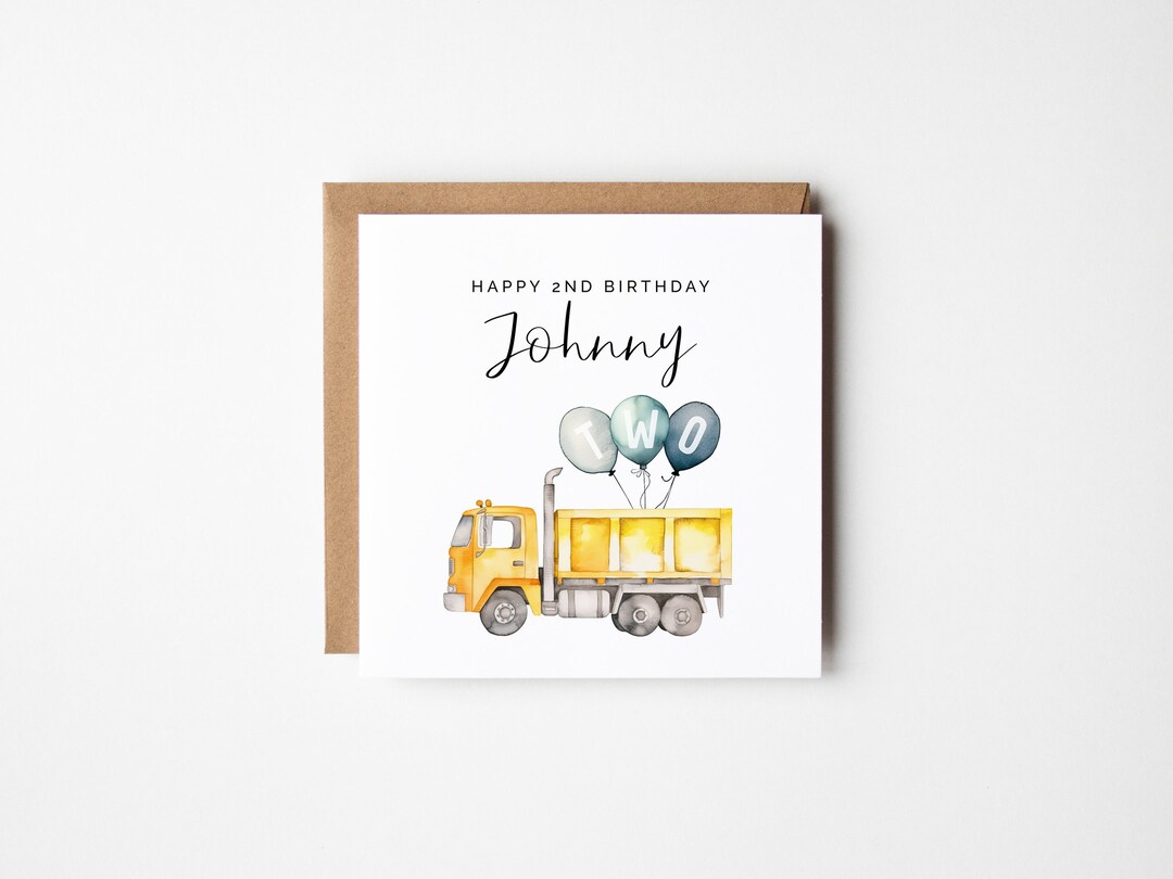 Construction Birthday Card for Boys, Personalised Dump Truck, DIY ...