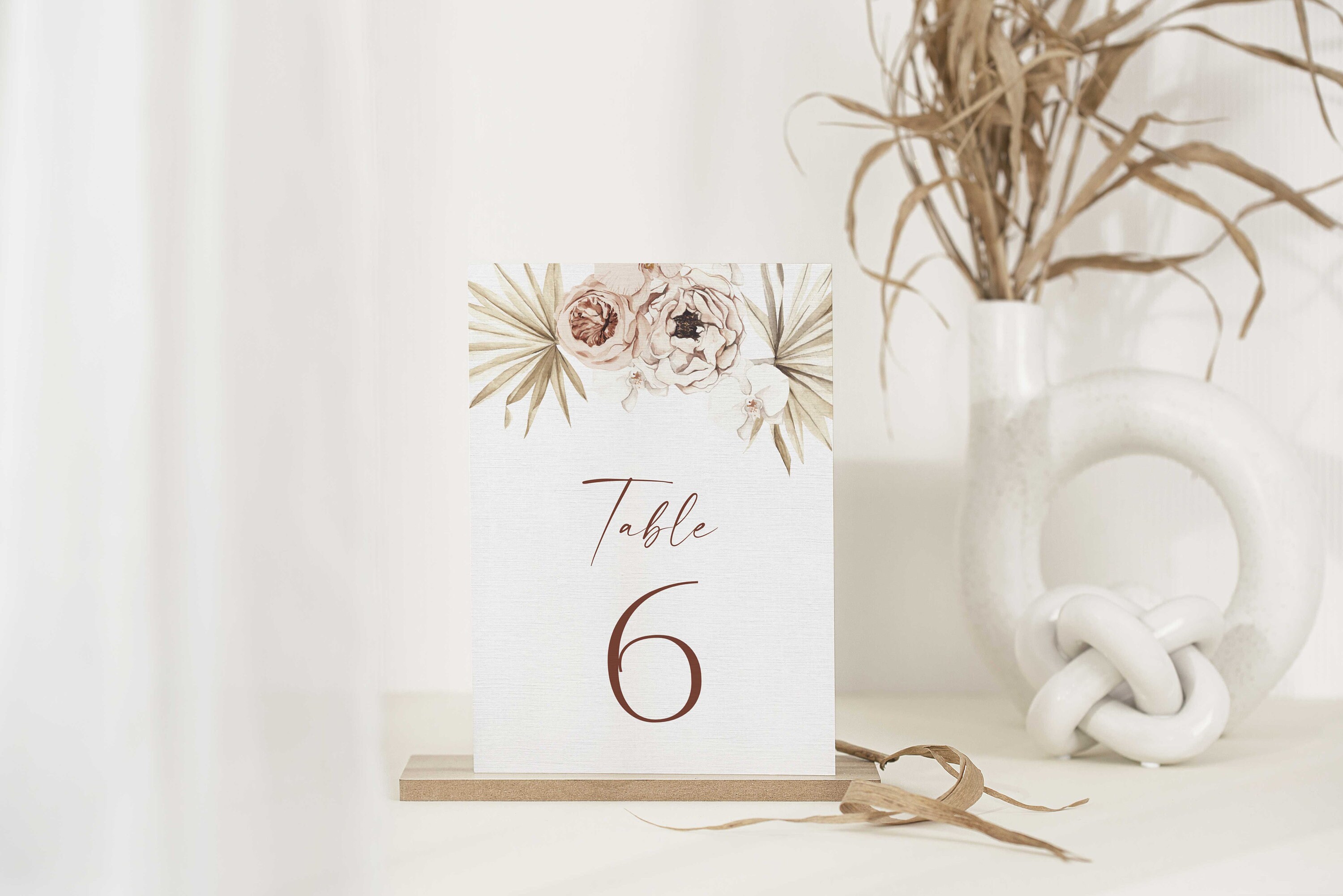 Modern Wedding Table Number Template, Floral Boho Table Numbers ...