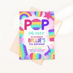 Pop It Birthday Invitation Template, Printable Instant Download Kids ...