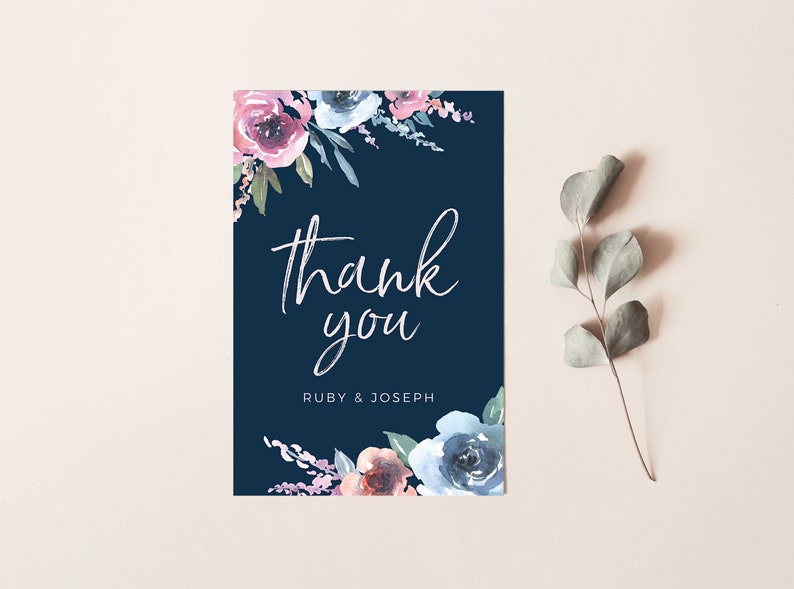 Navy Thank You Card INSTANT DOWNLOAD Personalised Thank You Note ...