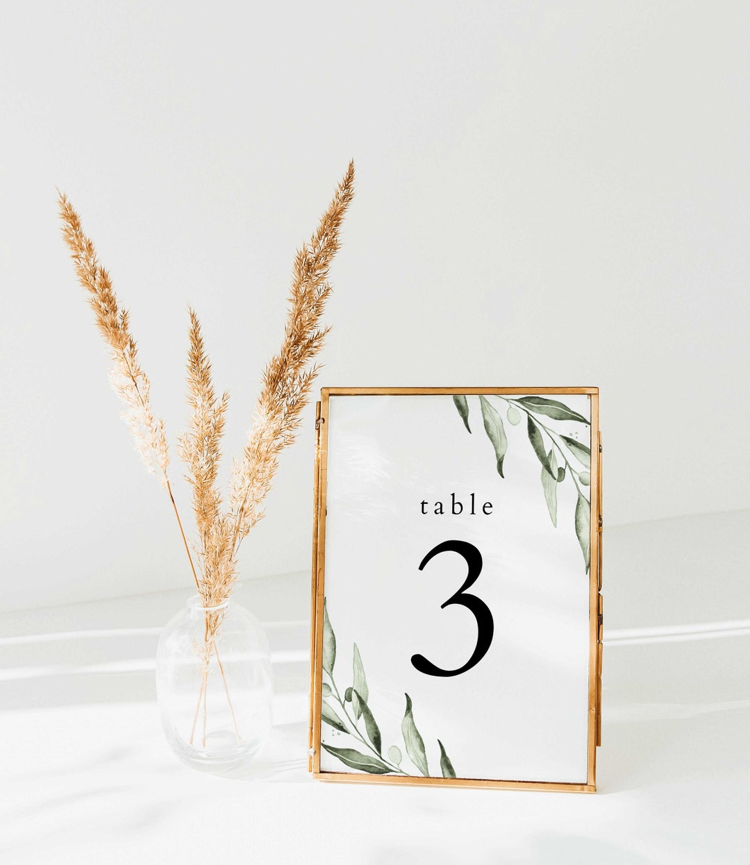 Editable Table Number Template, Modern Greenery Eucalyptus Leaves ...
