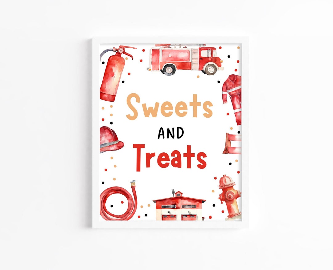 Fireman Party Table Sign, Fire Truck Editable Template Printable ...