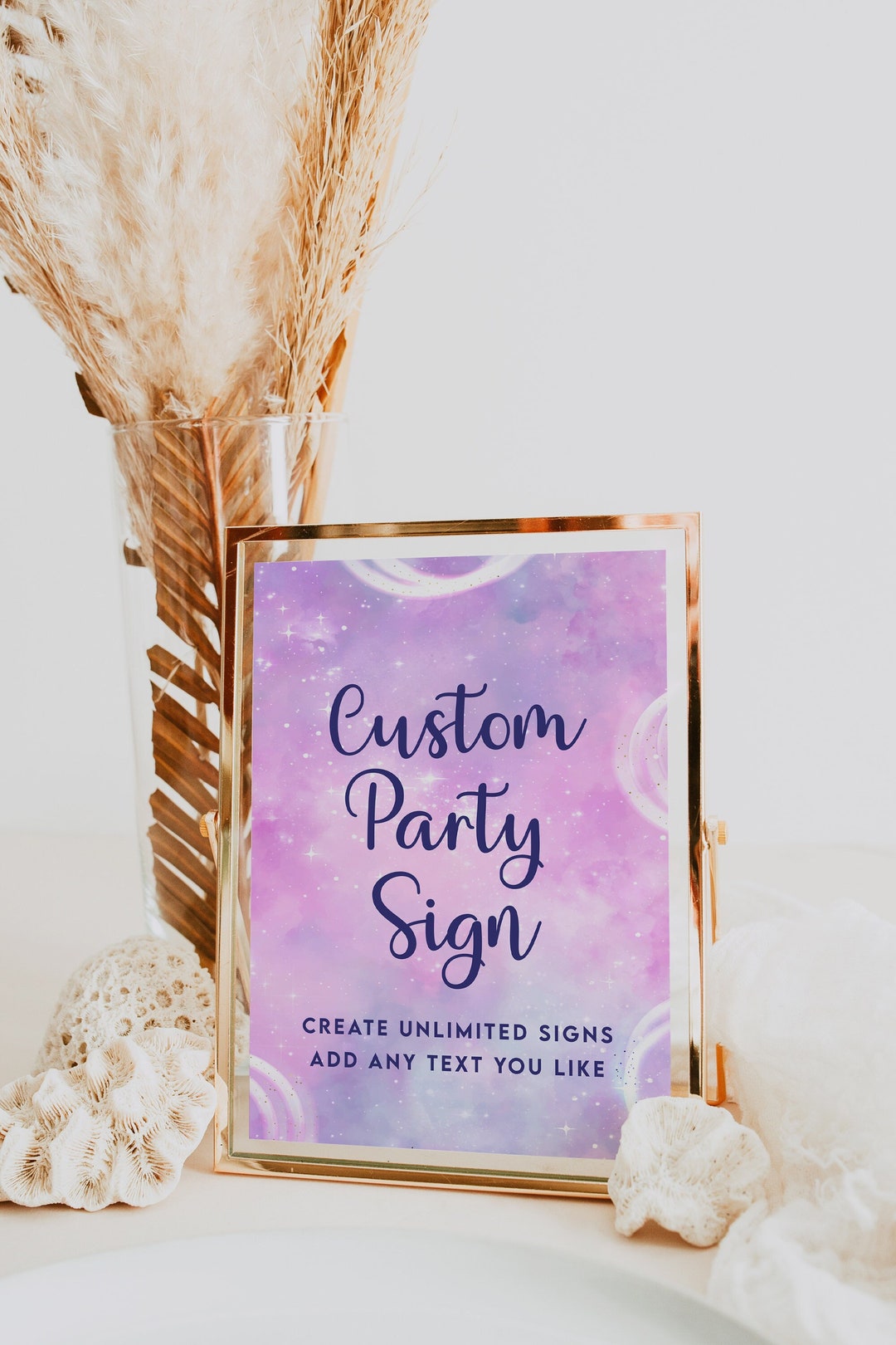 Custom 8x10 Party Sign, Galactic Girls Galaxy Neon Sparkle Pink Purple ...