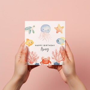 Under the Sea Card Template, DIY Printable Editable Birthday Ocean ...