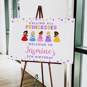 Editable Welcome Sign for Kids - Princess Colorful DIY Printable ...