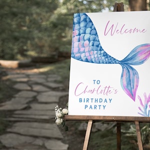 Mermaid Party Sign Welcome Mermaids Birthday Party Sign Under - Etsy ...