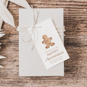 Gingerbread Man Christmas Gift Tag Template Printable Cute Holiday ...
