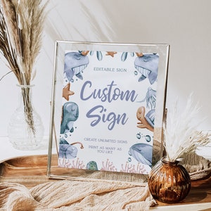 Custom Party Sign, Kids Under the Sea Editable Printable Instant ...