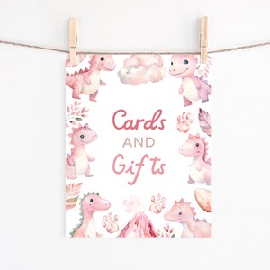 Pink Dinosaur Cards and Gifts Sign, Editable Template Printable Instant ...