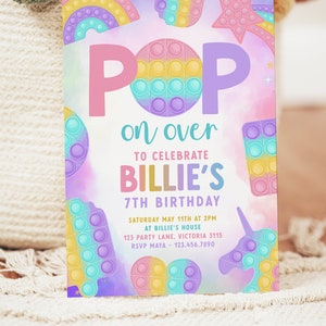 Pop It Birthday Invitation Template, Printable Instant Download Kids ...