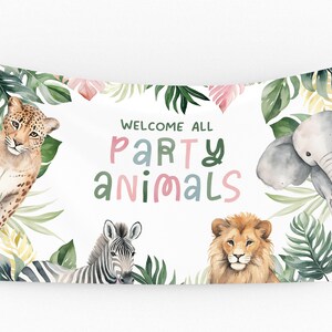 Party Animals Backdrop Banner, 30x40 40x50 Editable Printable DIY ...