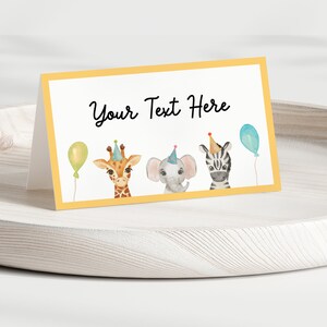 Jungle Safari Animals Place Card Editable Template, Tent Cards Food ...