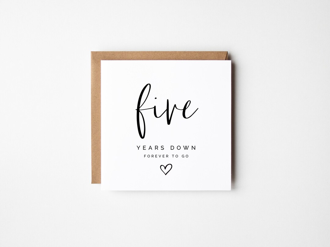 Happy 5th Anniversary Card - Editable Minimalist Design, DIY ...