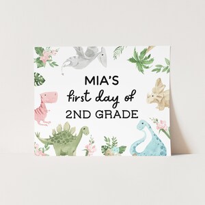 First Day of School Sign - Dinosaur Editable Template, Instant Download ...