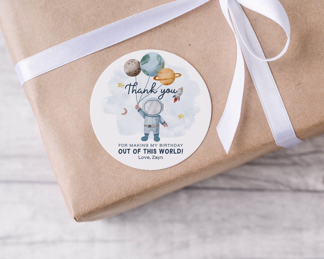Editable Outer Space Favor Tags Space Birthday Thank You Tag Label ...