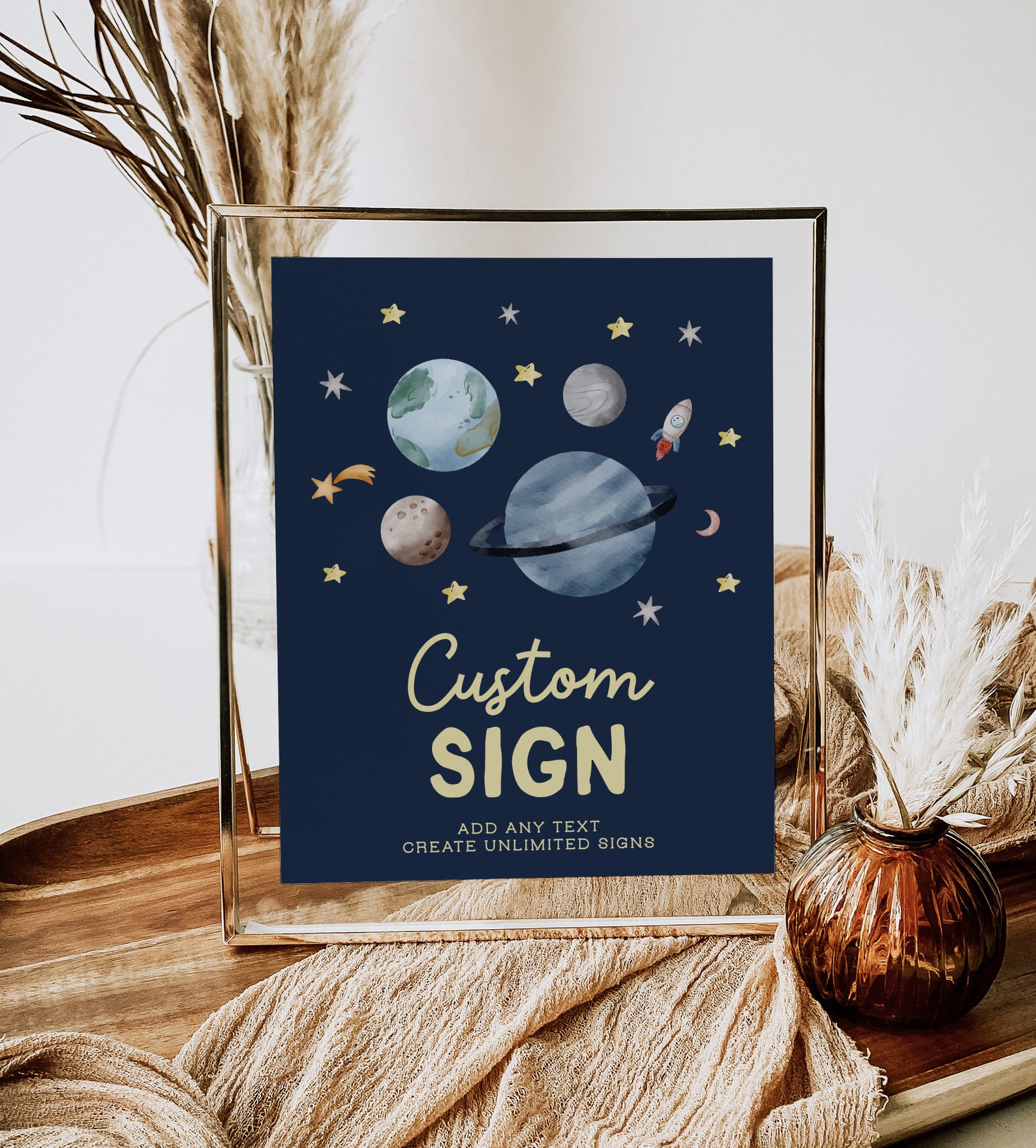 Editable Space Birthday Party Sign Astronaut Galaxy Planet - Etsy Australia