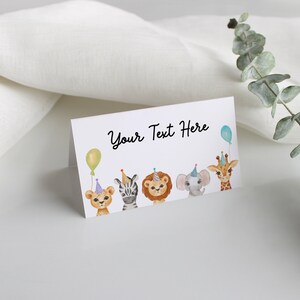 Jungle Safari Animals Place Card Editable Template, Tent Cards Food ...