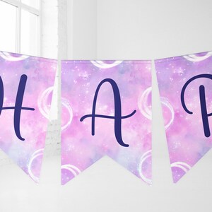 Galaxy Happy Birthday Banner, Editable Printable Instant Download Neon ...