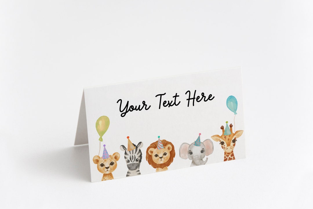 Jungle Safari Animals Place Card Editable Template, Tent Cards Food ...