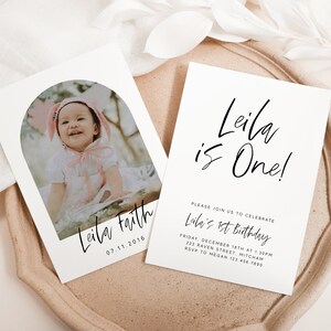 Minimalist First Birthday Invitation Template 1st Birthday Invitation ...