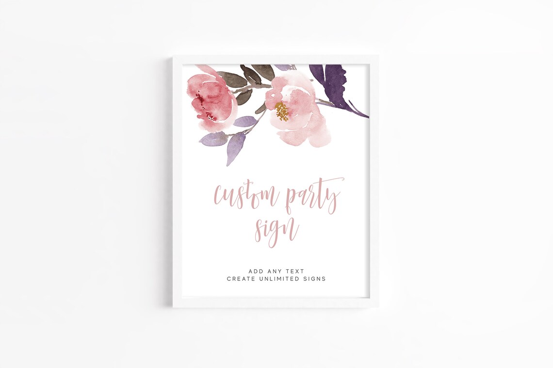 Floral Custom Party Sign INSTANT DOWNLOAD Printable Birthday Party ...