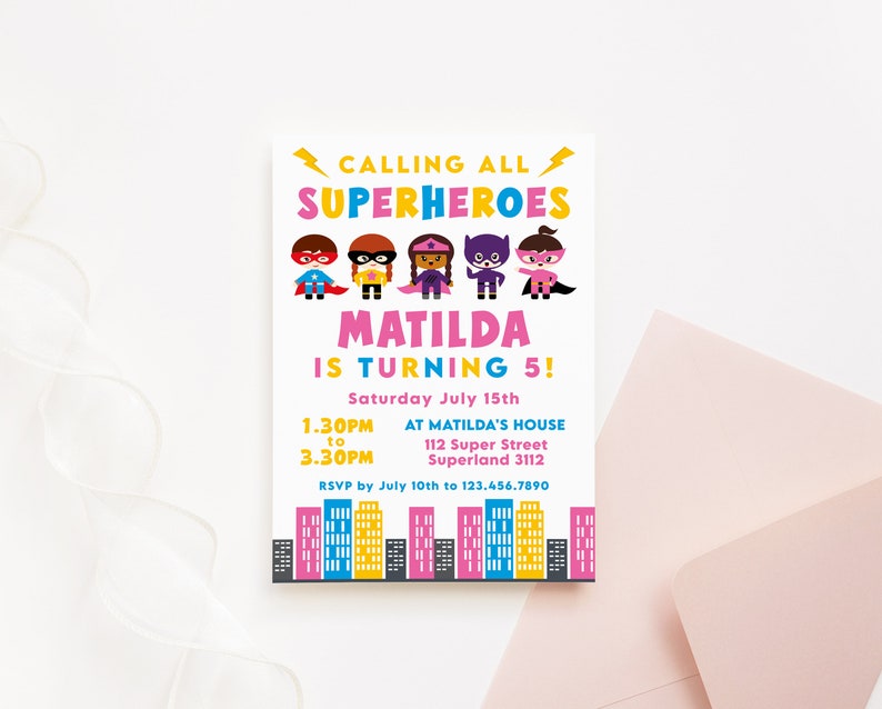 Editable Calling All Superheroes Girls Birthday Invitation, Printable ...