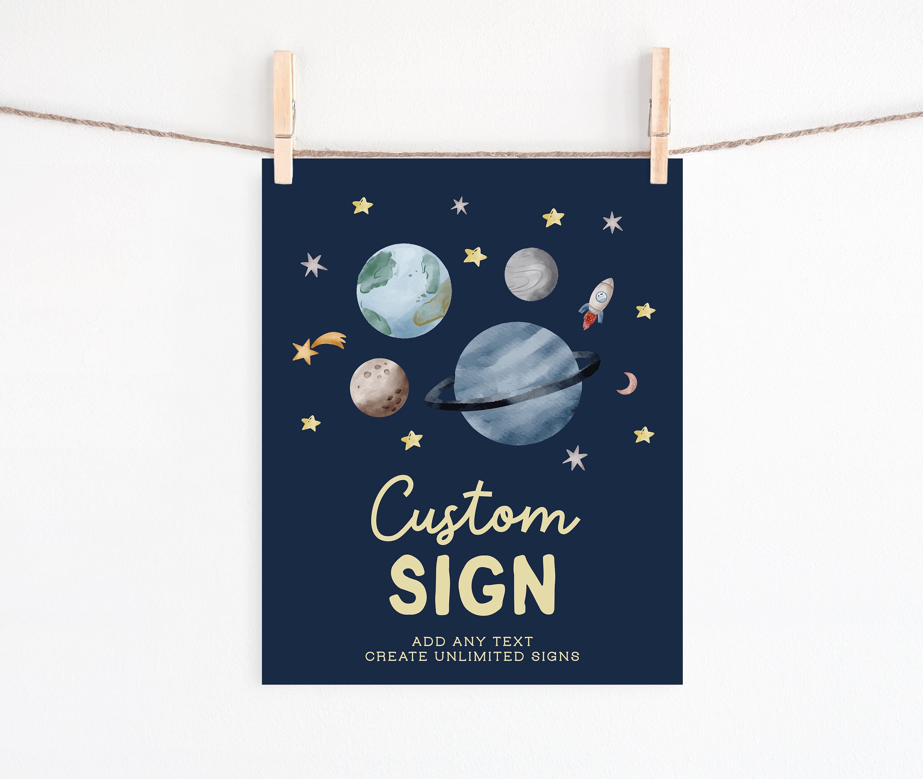 Editable Space Birthday Party Sign Astronaut Galaxy Planet - Etsy Australia