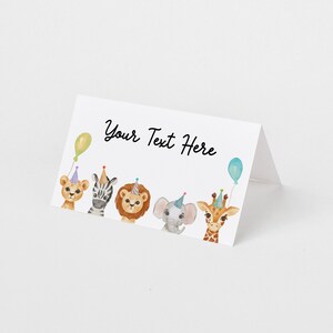 Jungle Safari Animals Place Card Editable Template, Tent Cards Food ...