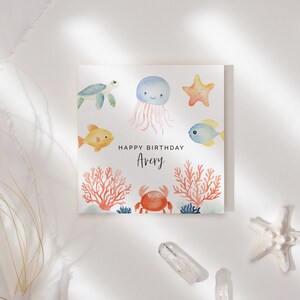 Under the Sea Card Template, DIY Printable Editable Birthday Ocean ...