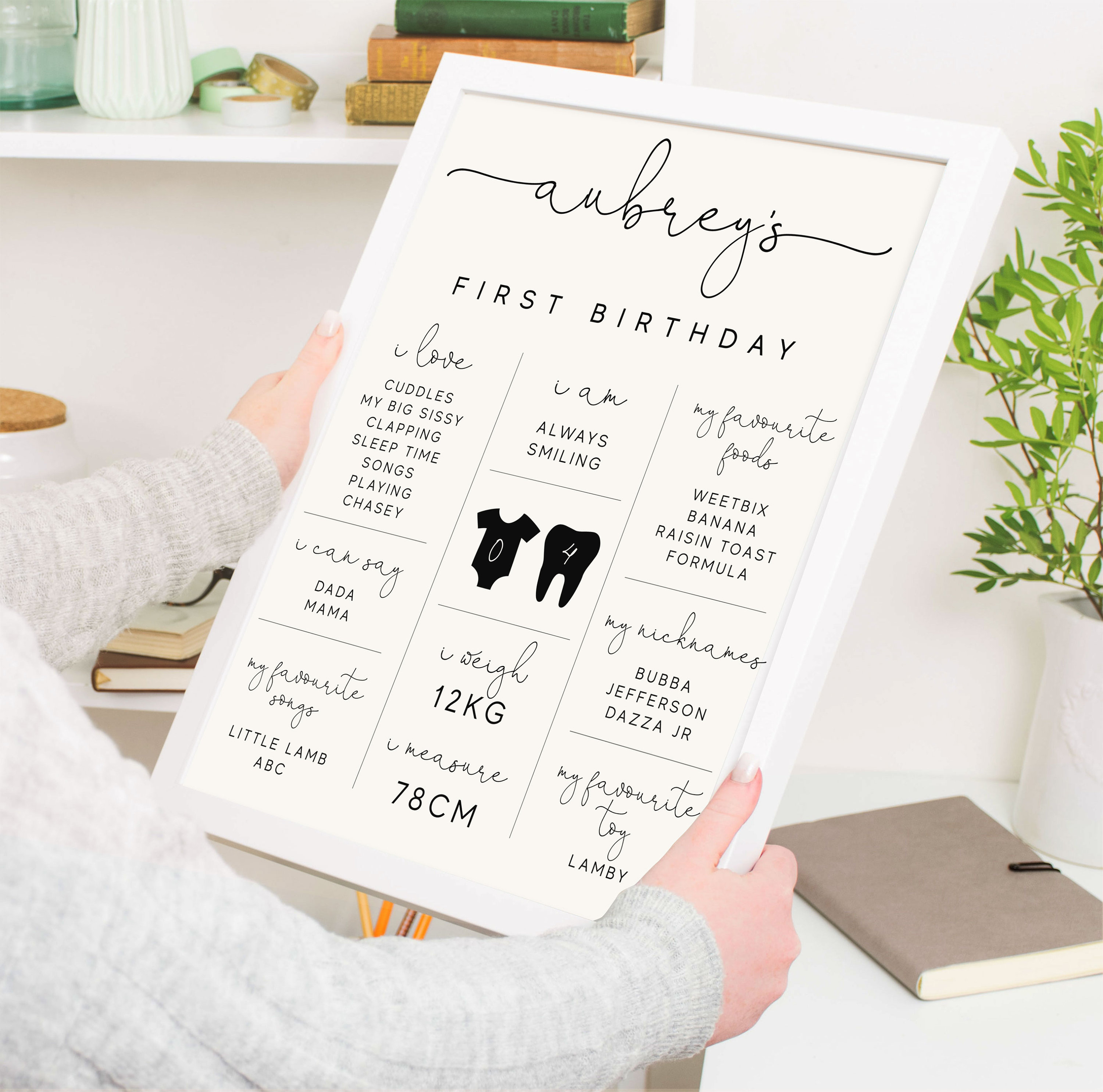 Minimal First Birthday Milestone Board Template, Minimalist Milestone ...