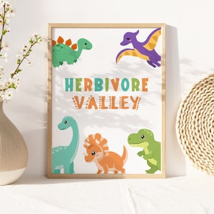 Dinosaur Birthday Party Sign, Herbivore Valley Food Table Sign ...