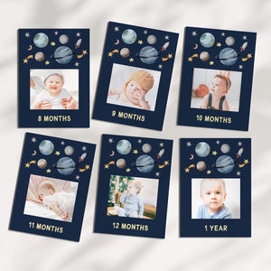 Editable Outer Space Birthday Banner Monthly Photo Banner Galaxy ...