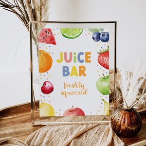 Juice Bar Drinks Sign, 8x10 Tutti Fruity Editable Template Printable ...