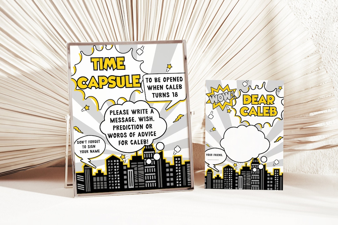 Superhero Time Capsule, Comic Book Birthday Keepsake Boys DIY Editable ...
