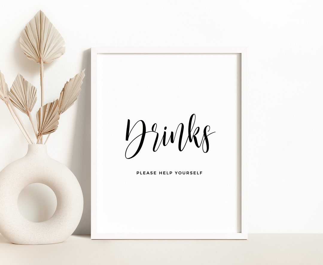Modern Drinks Sign Printable Party Drinks Sign Birthday Party Baby ...