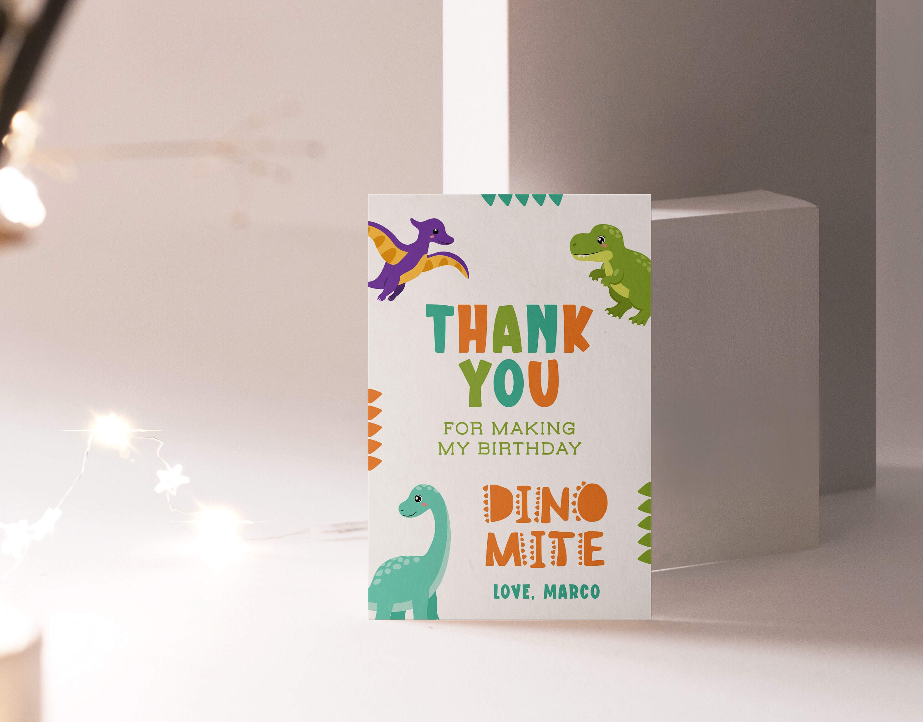 Dinosaur Thank You Card, Editable Dinosaur Thankyou Card INSTANT ...