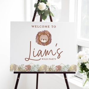 Lion Birthday Welcome Sign, Boho Jungle Safari Wild One Party Decor ...