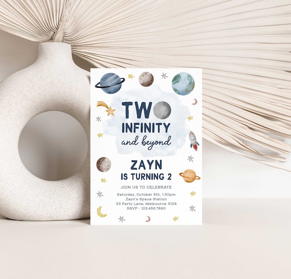 Editable Outer Space Birthday Invitation Two Infinity & Beyond - Etsy