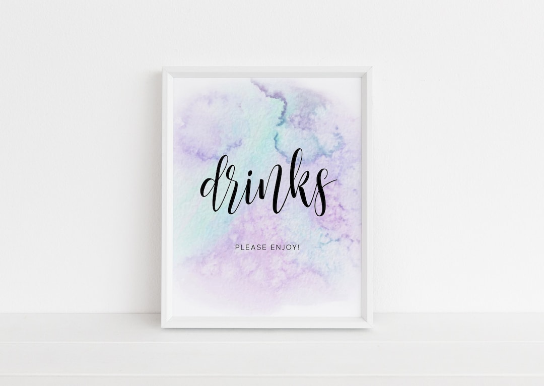 Rainbow Drinks Table Sign INSTANT DOWNLOAD Printable Table Party Sign ...