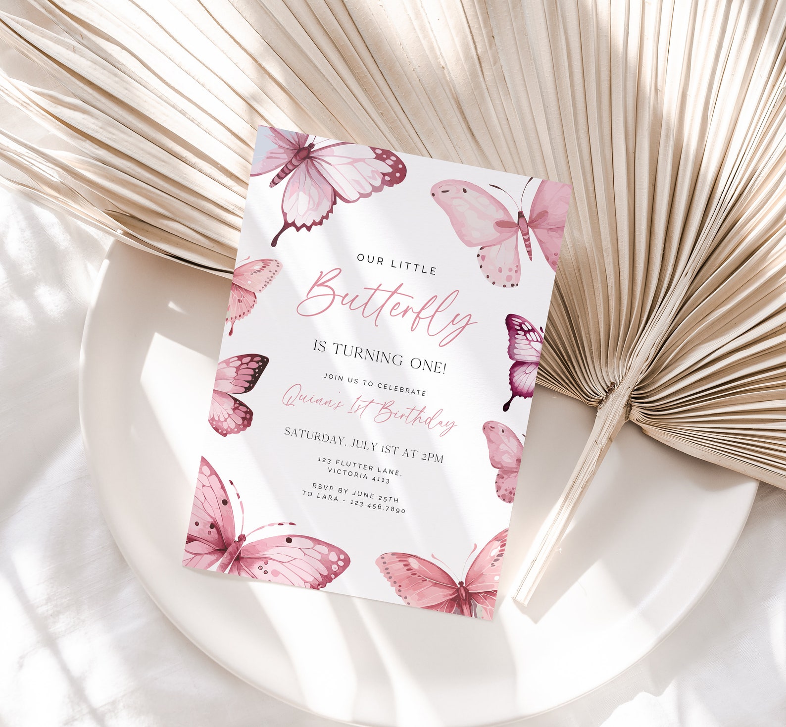 Butterfly Birthday Invitation Template, Our Little Butterfly Printable ...