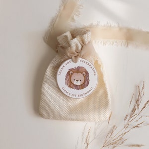 Lion Thank You Tag, Boho Gold Leaf Safari Editable Printable Instant ...