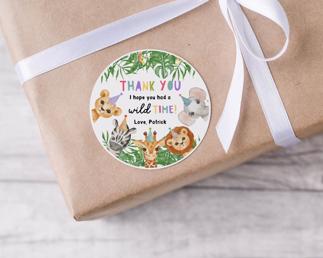 Editable Party Animals Favor Tags, Girl or Boy Wild One Safari Animals ...