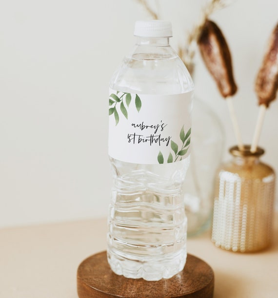 Editable Greenery Bottle Label Water Labels Printable 1st - Etsy